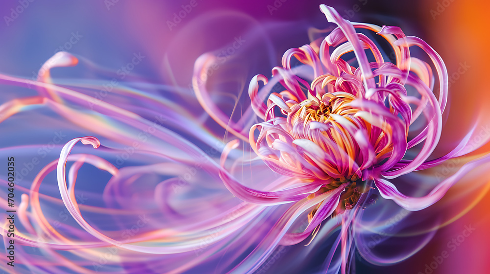 Ephemeral Elegance: Macro Marvel of a Spiraling Spider Chrysanthemum in ...