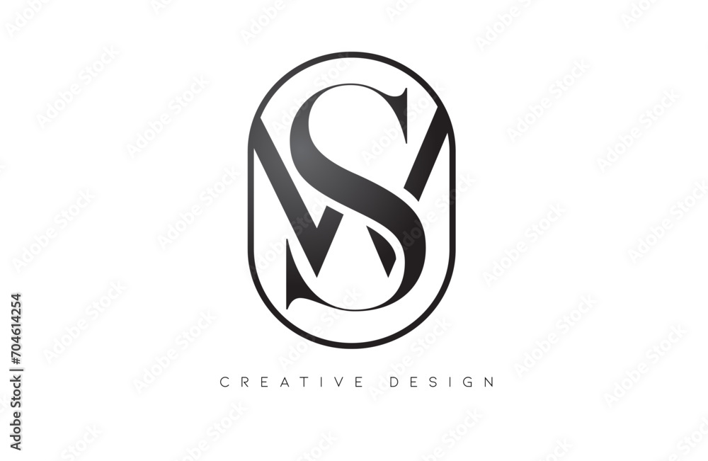 Black Color WS SW Letter logo Icon Design with Rounded Shape and ...