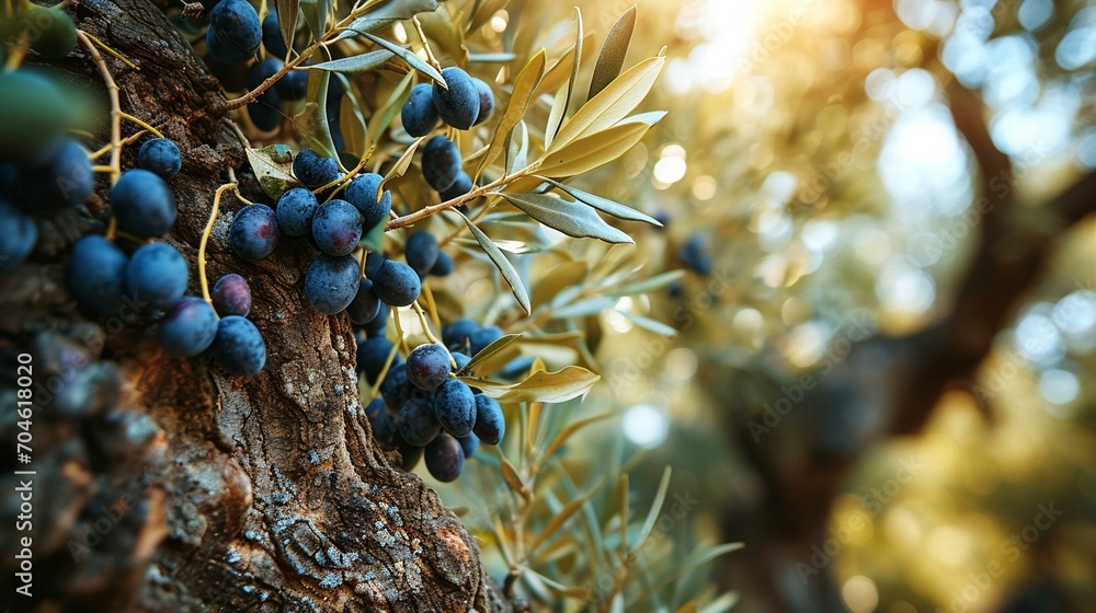 A high-resolution image of an olive tree loaded with ripe olives ...