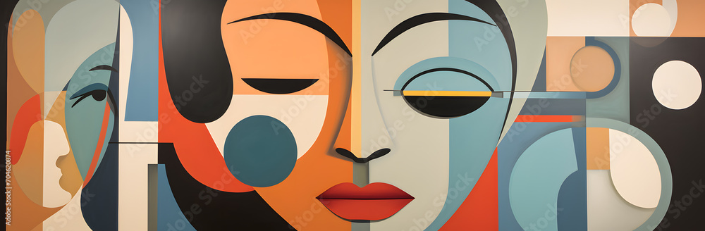 Abstract human face painting, digital artwork in Picasso style Stock ...