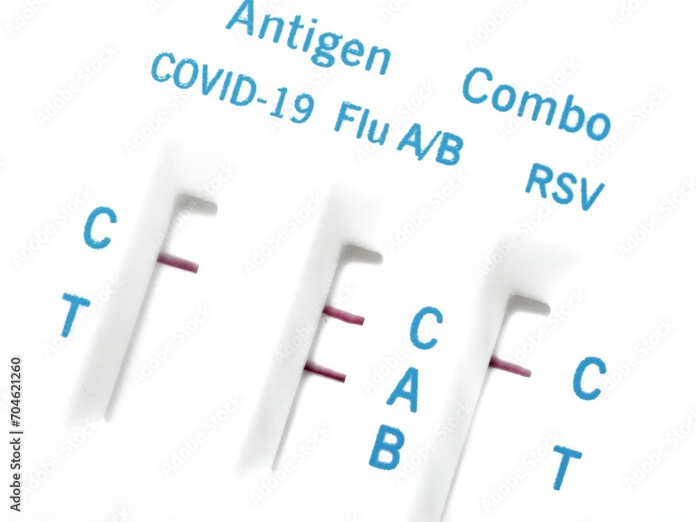 Rapid triple antigen test cassette. Flu A positive Stock Illustration ...