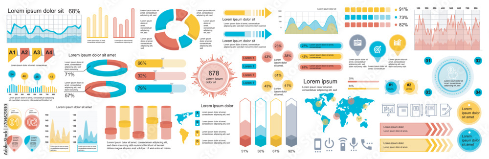 Mega set of infographic elements data visualization vector design ...