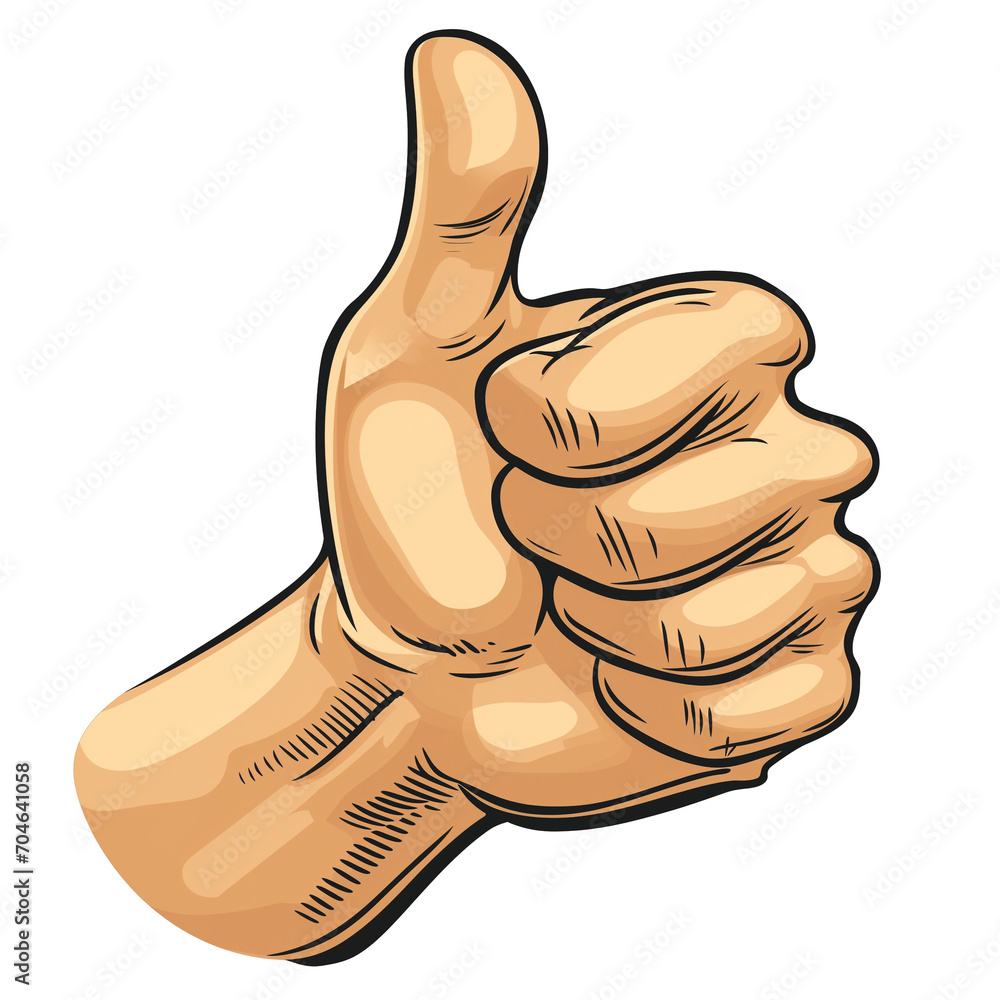 Hand mit Daumen hoch Geste. Isoliert, freigestellt und transparent als ...