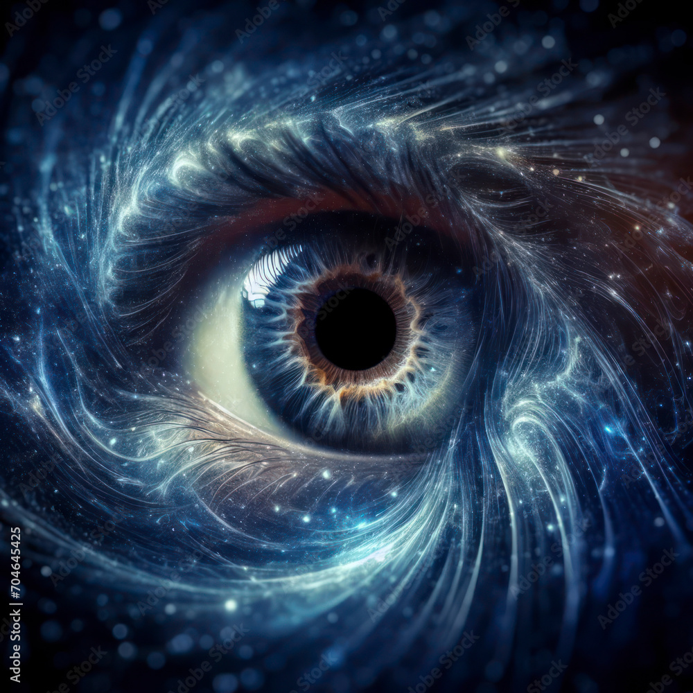 Abstract blue eye with space. An human eye on black background. ai ...