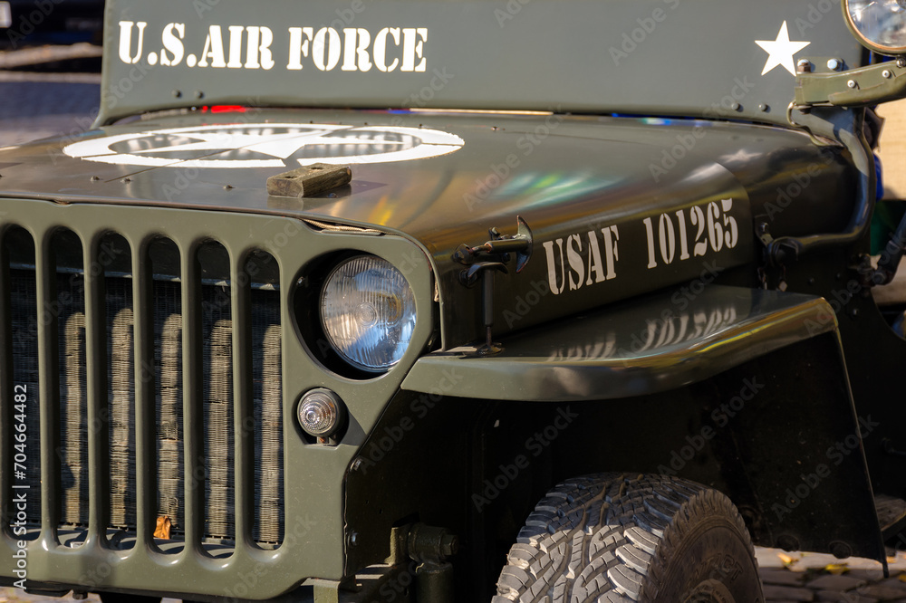 uzhgorod, ukraine - 31 oct 2021: close-up of a military vehicle grille ...