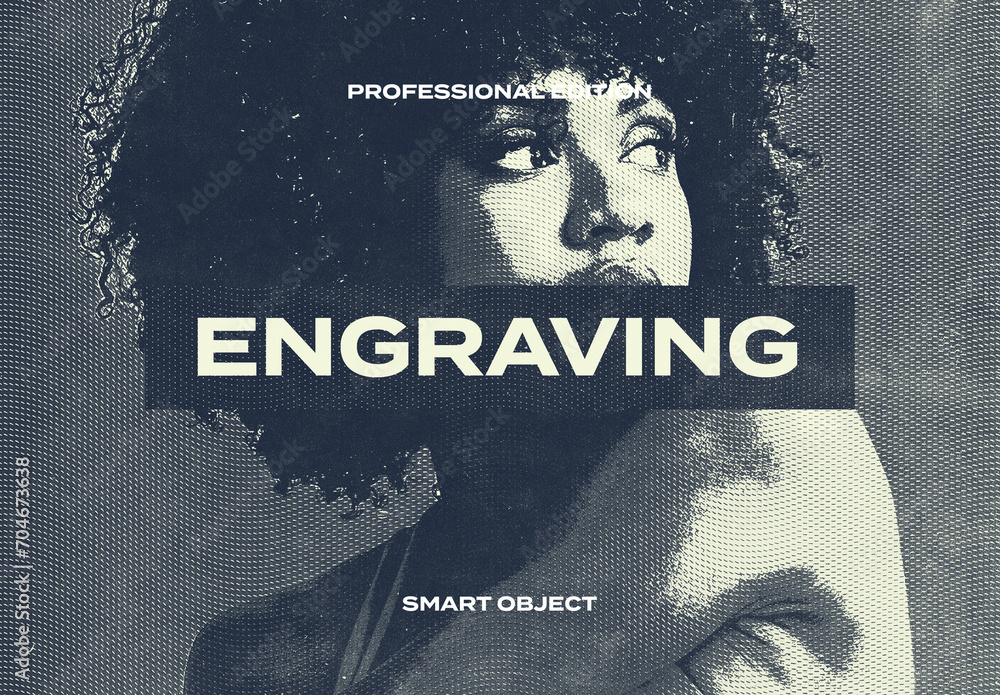 Engraving Halftone Risograph Photo Effect Paper Texture Template Mockup ...