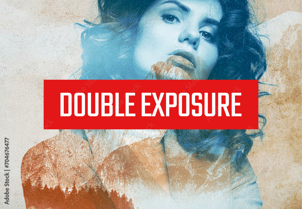 Double Exposure Grain Photo Effect Paper Texture Template Mockup ...
