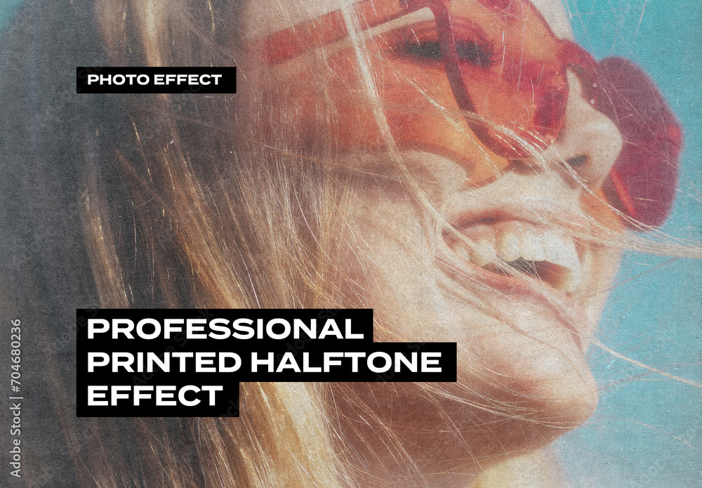 Printer Risograph Silk Screen Grain Halftone Photo Effect Paper Texture Template Mockup Overlay ...