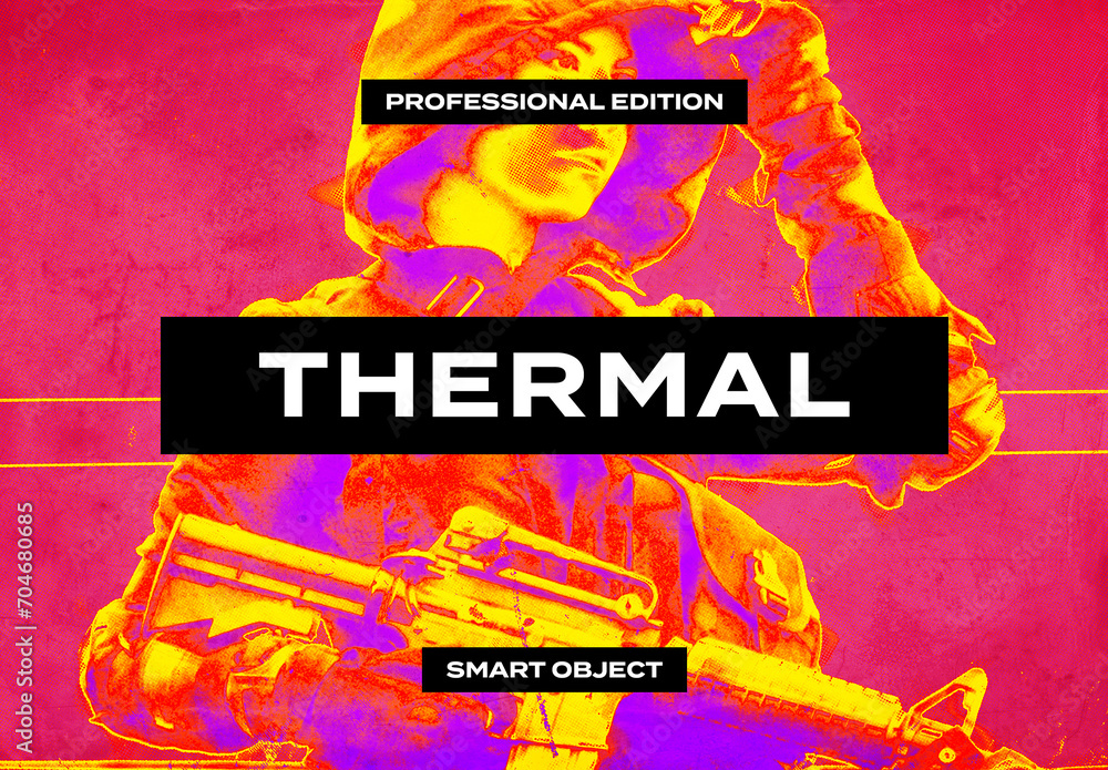 Thermal Vision Photo Effect Paper Texture Template Mockup Overlay Style ...