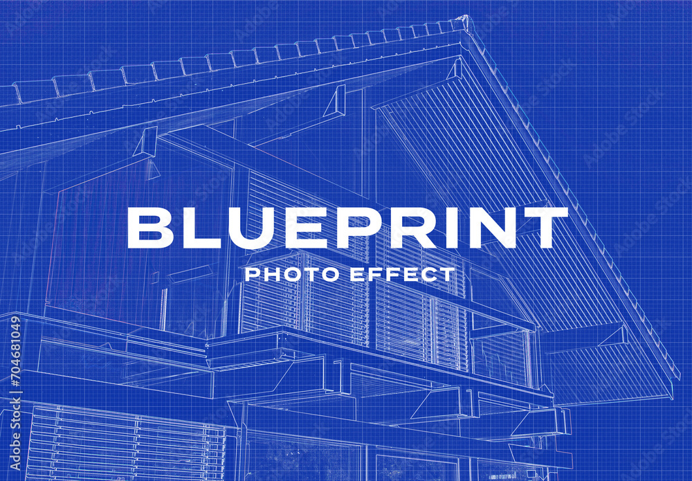 Blueprint Architecture Design 3D Photo Effect Paper Texture Template ...
