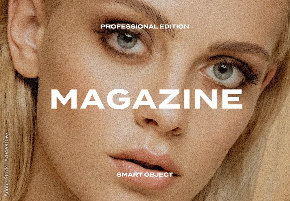 Magazine Retro Halftone Photo Effect Paper Texture Template Mockup ...