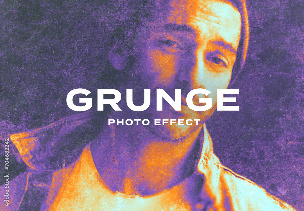 Grunge Raw Screen Overprint Photo Effect Paper Texture Template Mockup ...