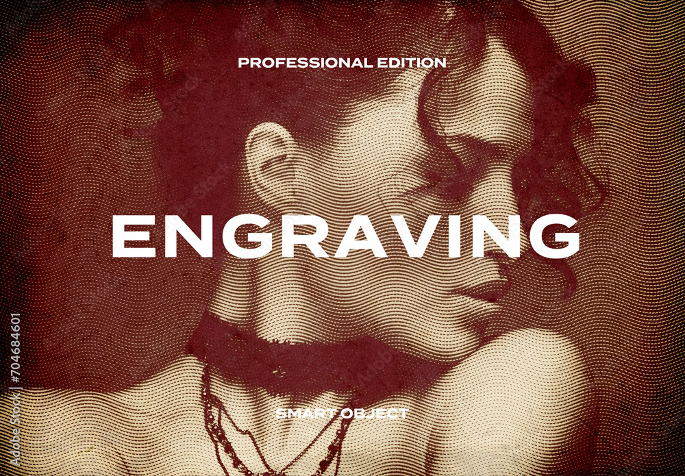 Engraving Halftone Risograph Photo Effect Paper Texture Template Mockup ...