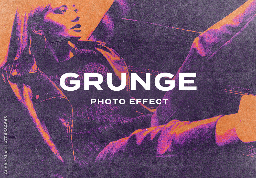 Grunge Raw Screen Overprint Photo Effect Paper Texture Template Mockup ...