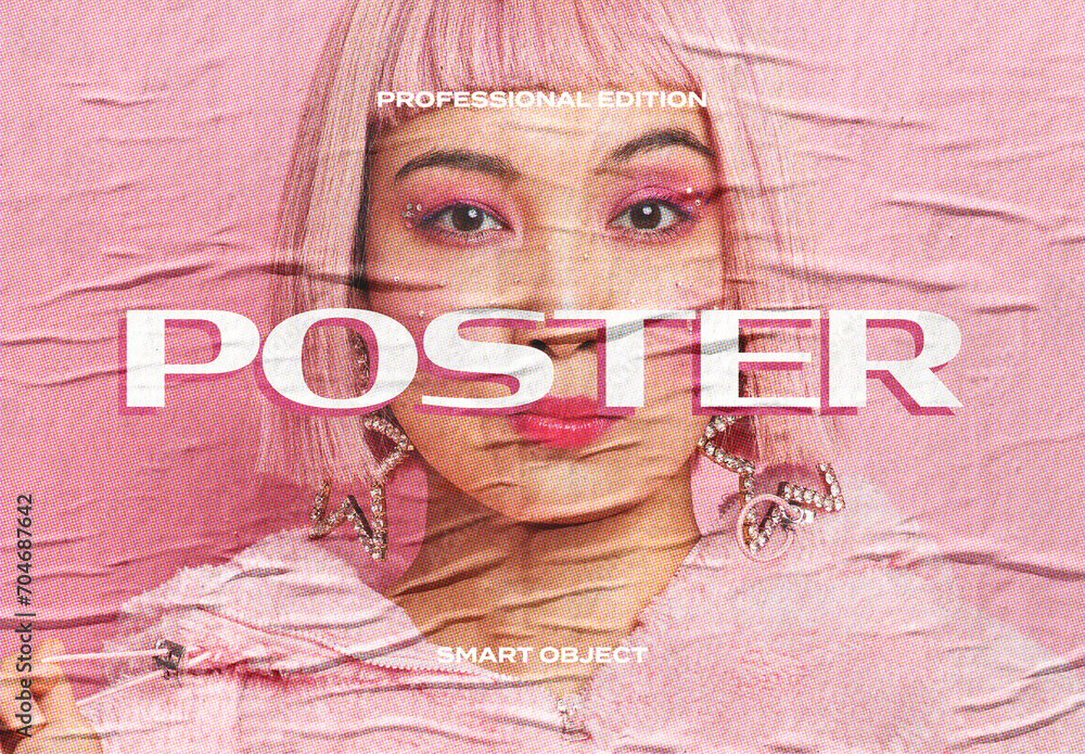 Poster Glued Wall Concrete Adhesive Photo Effect Paper Texture Template ...