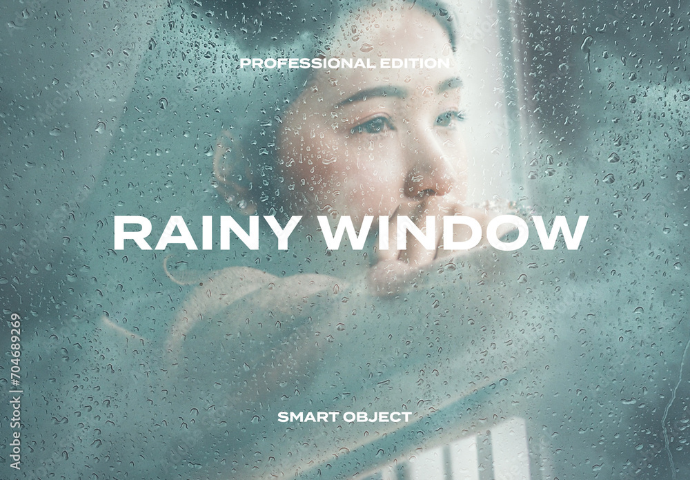 Rainy Window Photo Effect Paper Texture Template Mockup Overlay Style ...