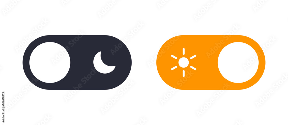 Vecteur Stock Toggle switch buttons and sun and moon icon vector on off ...