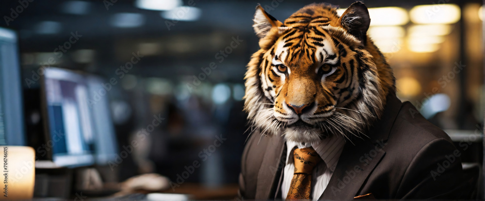 buying stocks with a mesmerizing depiction of an business Tiger, their ...