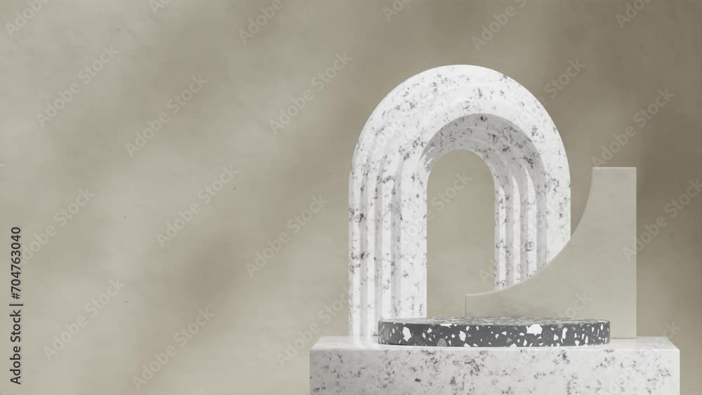3d video rendering scene template of black and white podium looping ...