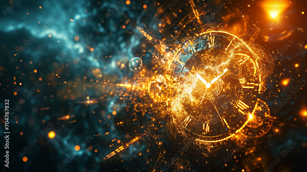 The concept of time through the use of clock motifs and futuristic time ...