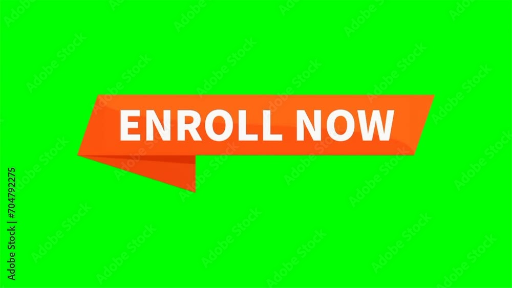 Enroll Now Motion Video In Orange Ribbon Rectangle Shape On Green ...