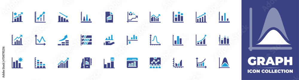 Graph icon collection. Duotone color. Vector and transparent ...