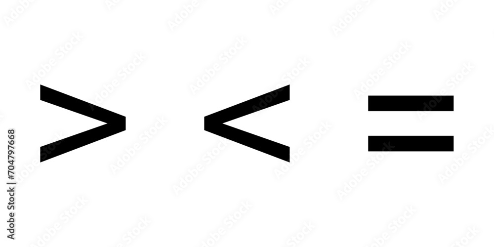 Less than, greater than, and equal symbols in mathematics vector. Stock ...