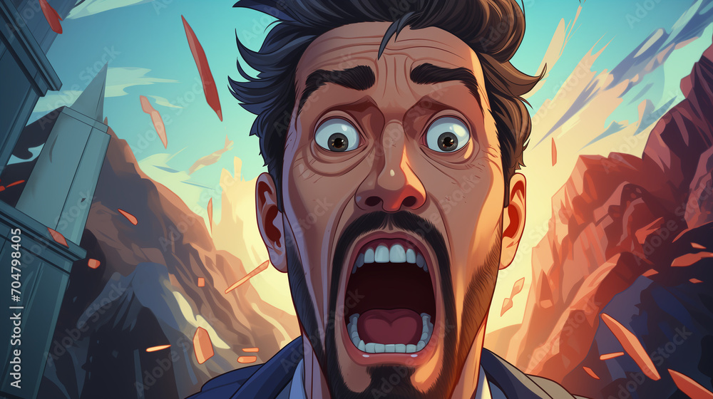 man screaming, startled man with its mouth open. pixel art Stock Photo ...