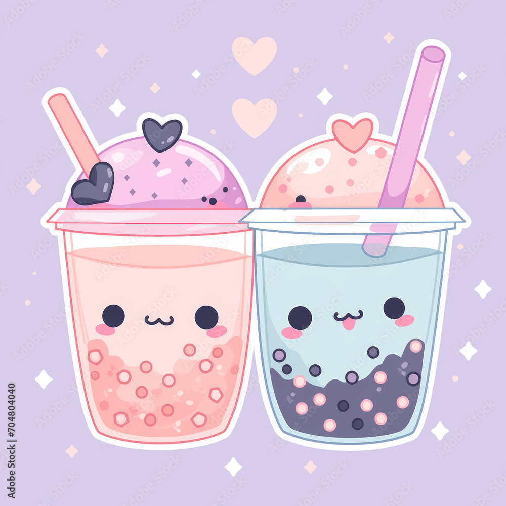Boba tea best friends, cute kawaii boba tea clipart, boba tea vector ...