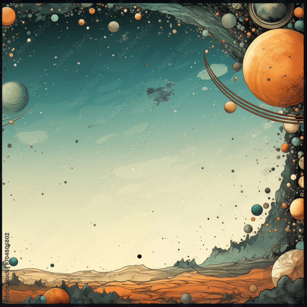 outer space planet frame border design with some blank space Stock ...