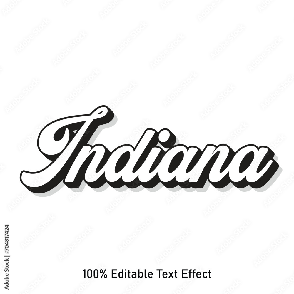 Indiana Text Effect Vector Editable College T Shirt Design Printable Text Effect Vector Stock