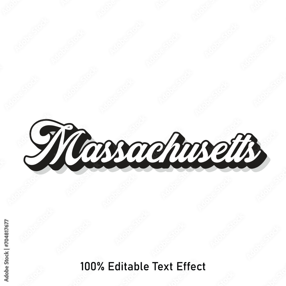 Massachusetts Text Effect Vector Editable College T Shirt Design