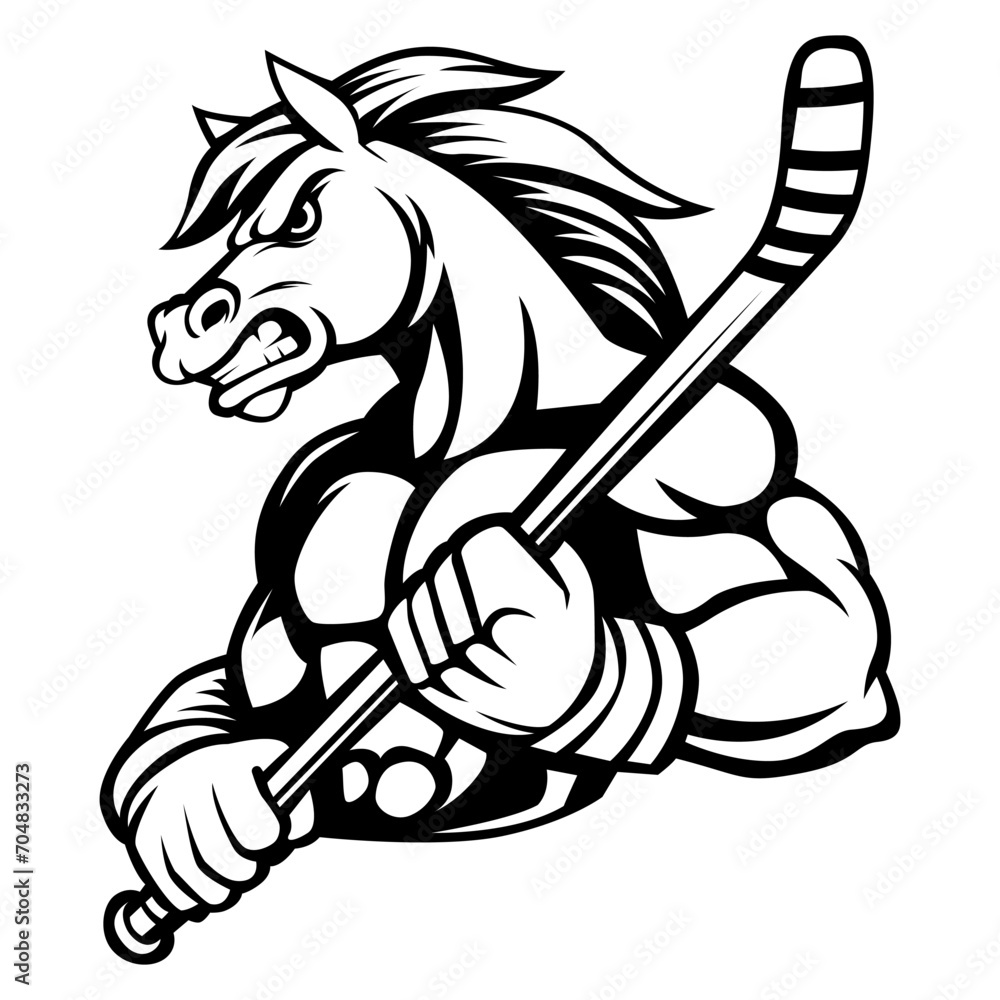 Angry Horse. hockey team logo. Horse mascot, emblem of a Horse on a ...