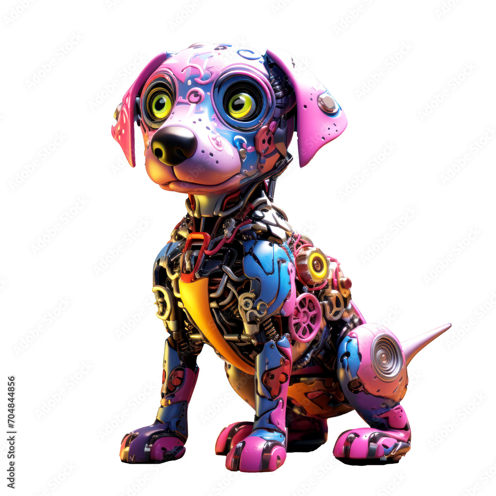 Robotic dog futuristic illustration. Cartoon electronic pet, robot ...