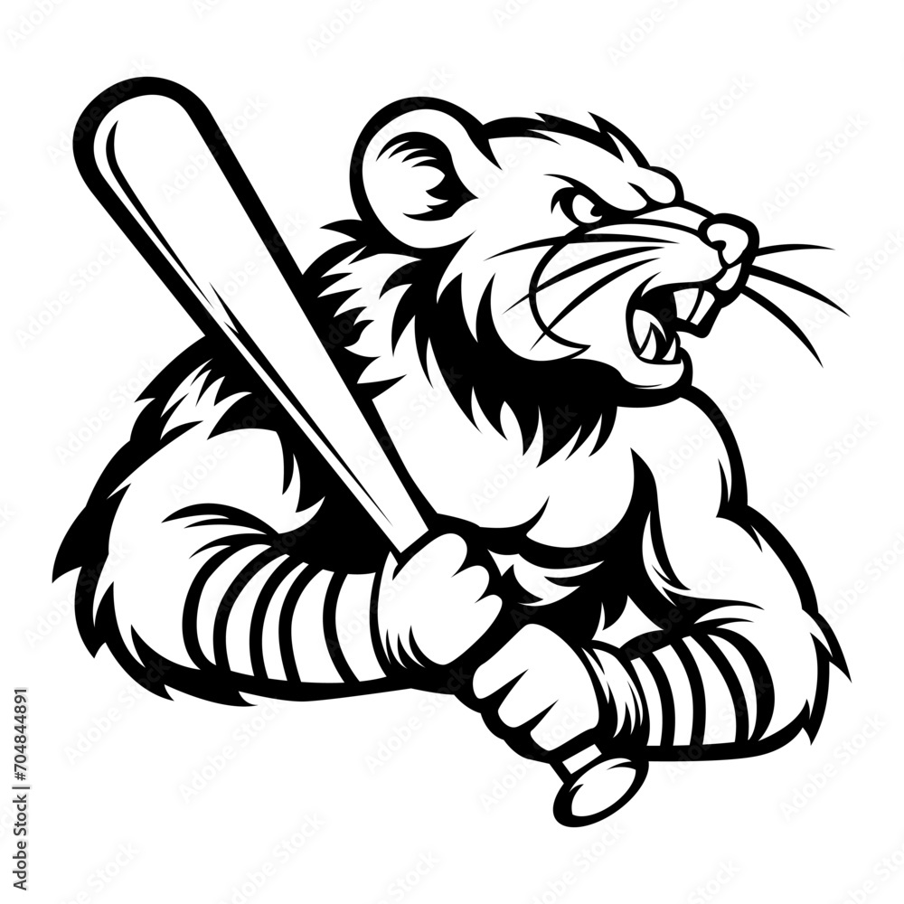 Angry Rat. Baseball team logo. Rat mascot, emblem of a rat on a white ...