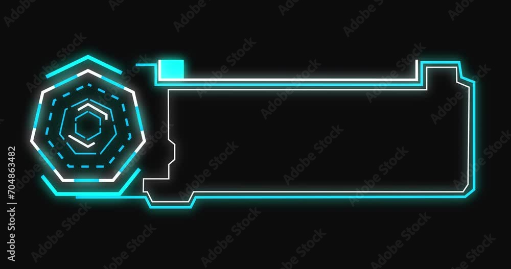 4K Sci-fi designed neon hud lower third in an alpha channel. Element of ...