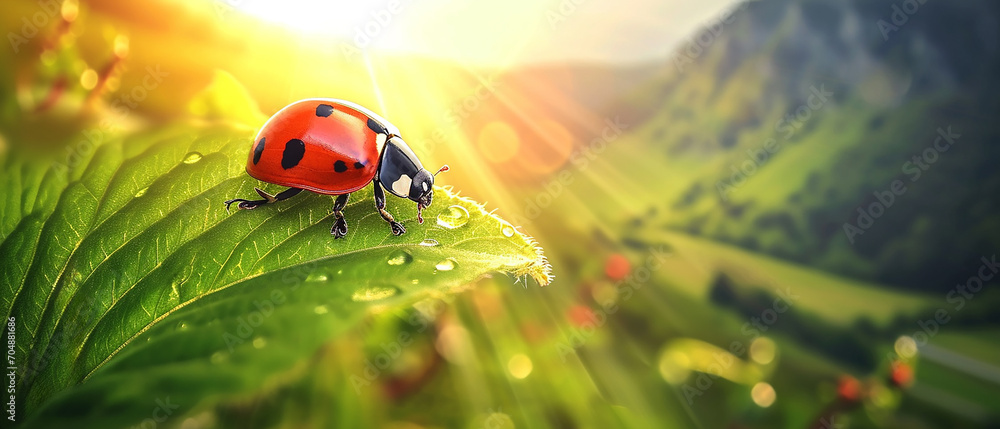 Ladybug close-up, macro photo image of the red bug with black spots ...