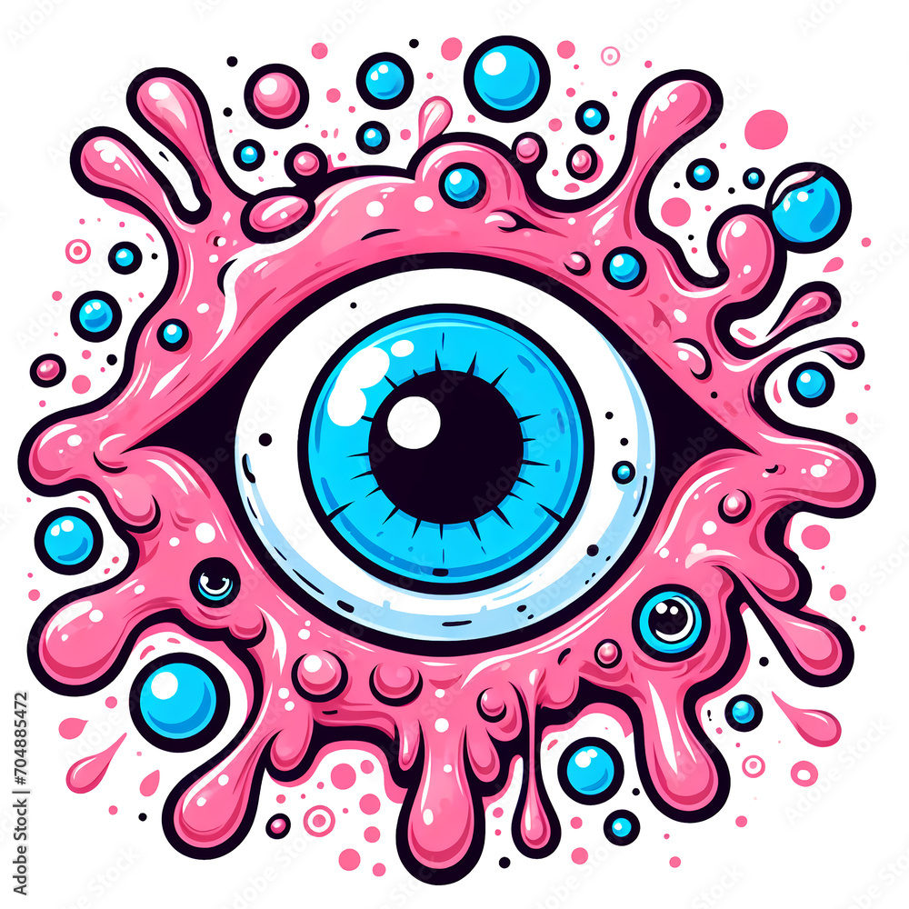 Slimy Alien Wonder: Illustration of a Big Eyed Monster Surrounded by ...