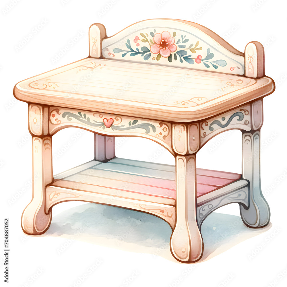 Wooden table isolated on white background. Cute table clipart. Table ...