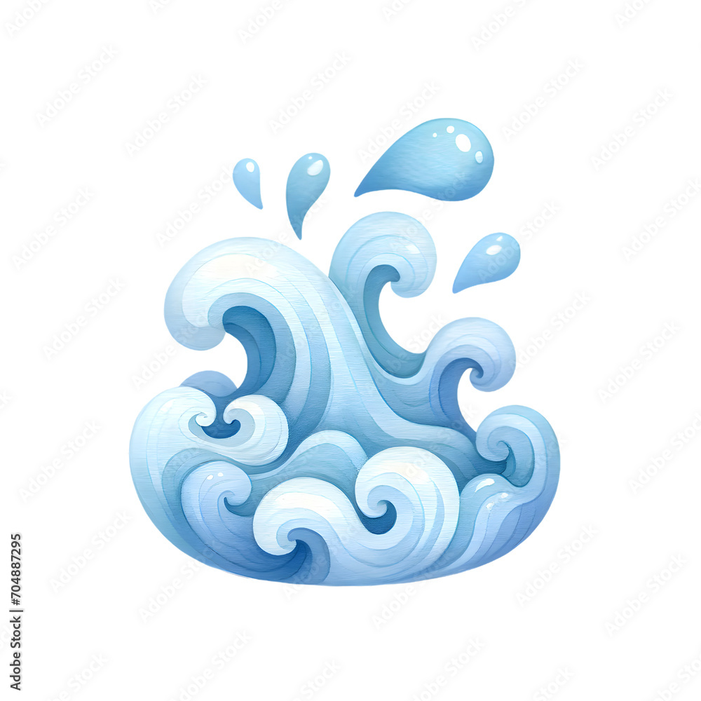 Water splash isolated on white background. Watercolor water clipart ...