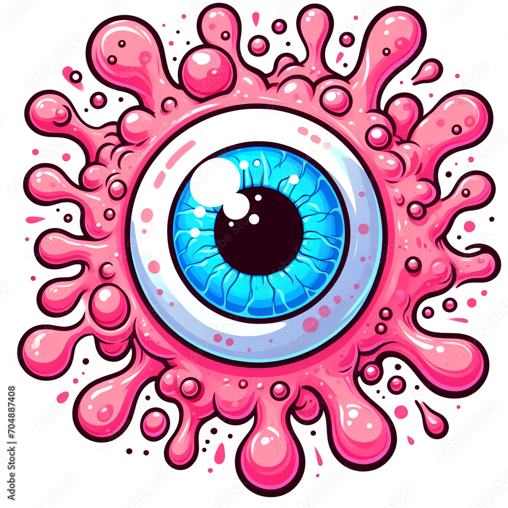 Slimy Alien Wonder: Illustration of a Big Eyed Monster Surrounded by ...