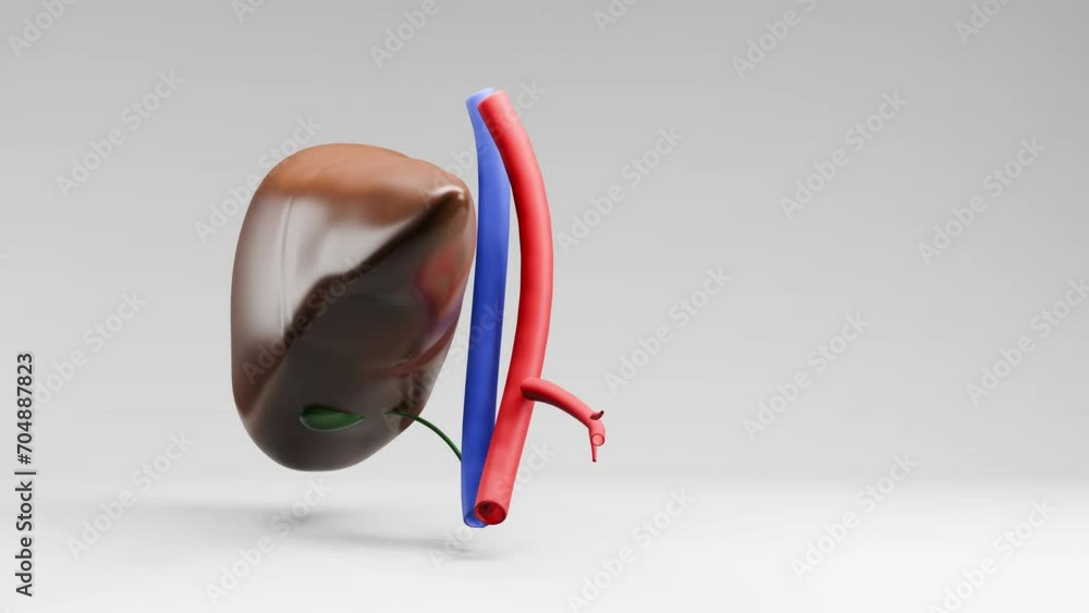 medical anatomy 3d render liver organ rotation on white background ...
