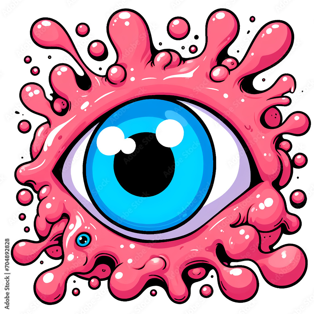 Slimy Alien Wonder: Illustration of a Big Eyed Monster Surrounded by ...