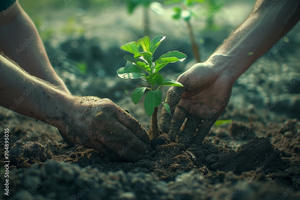 Planting a tree concept of world environment day planting forest ...