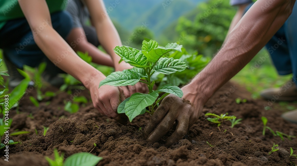 Planting a tree concept of world environment day planting forest ...