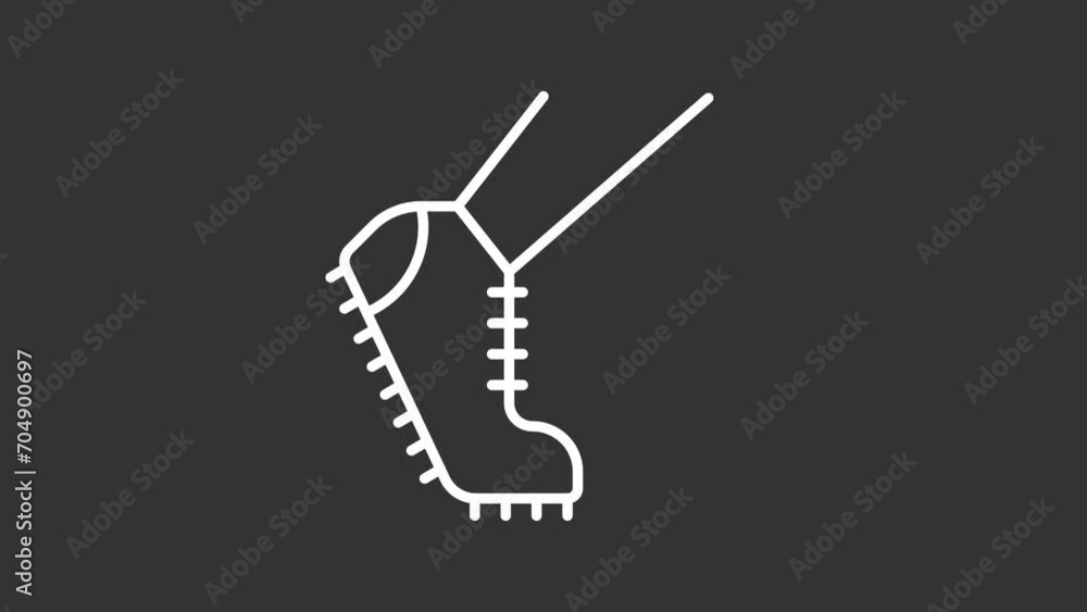Animated kickoff white icon. Player and pigskin line animation ...