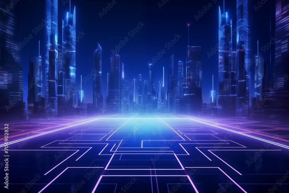 Future technology line background and light effect, cyberpunk style ...