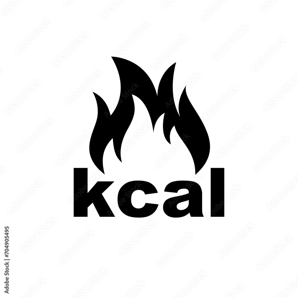 Kcal fire icon. Kilocalories sign. Calorie burn symbol. Diet black ...