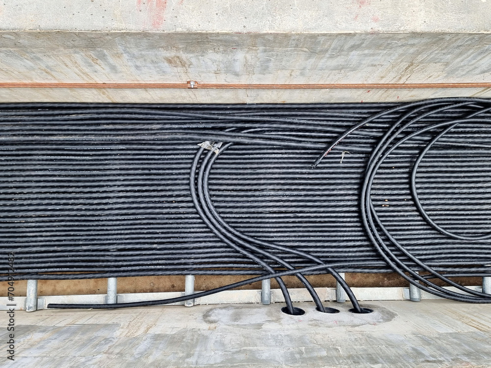 Construction of Substation: Control cable installation at the ...