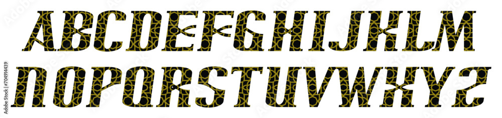 Vetor de Alphabet font vector black and gold Texture do Stock | Adobe Stock